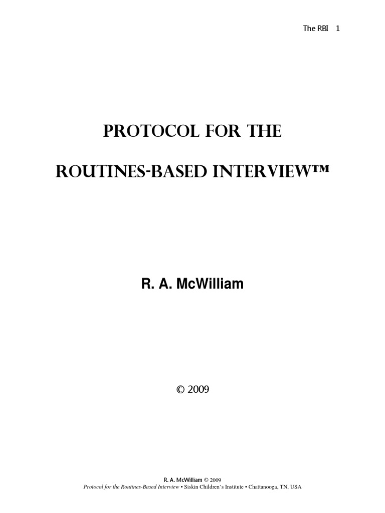 McWilliam - Protocol For RBI | PDF | Interview | Psychological Concepts