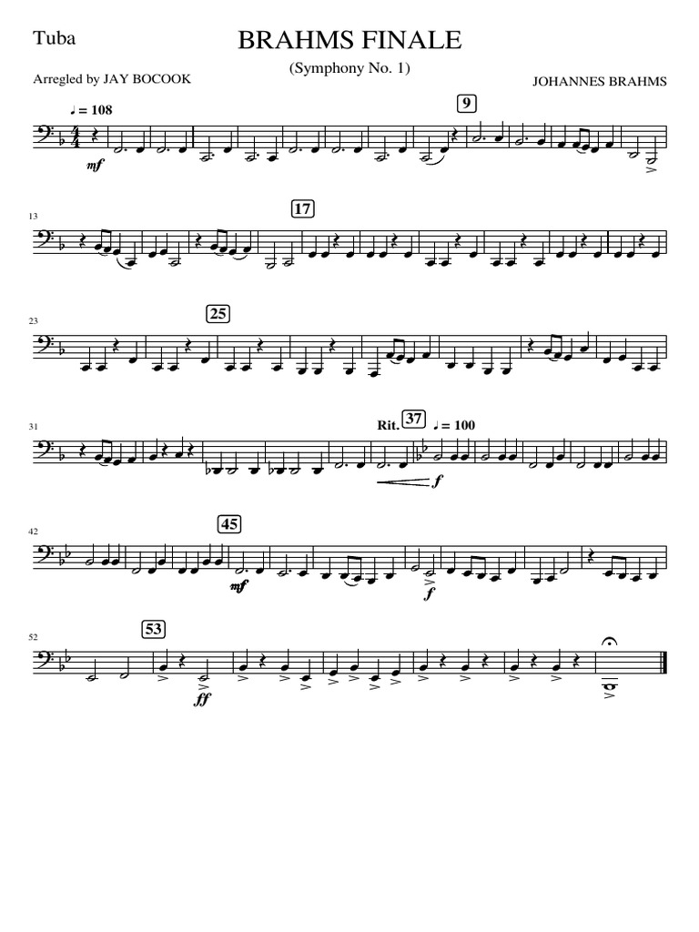 BRAHMS FINALE-Tuba | PDF | Compositions | Elements Of Music