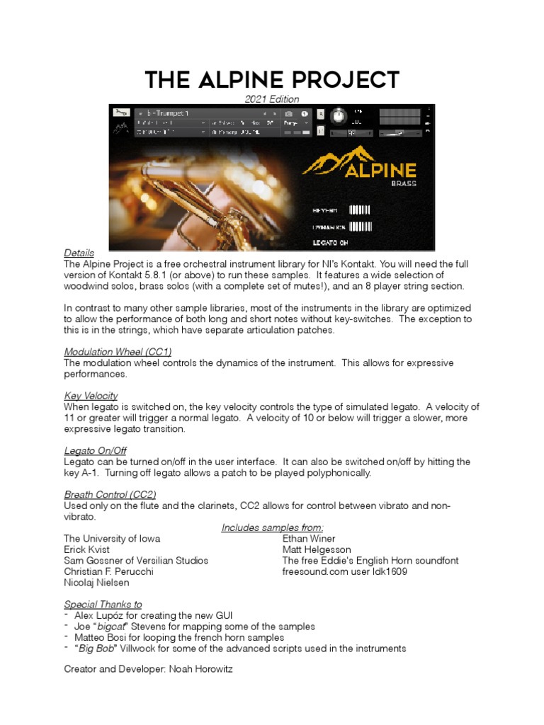 Alpine Project: Free Orchestral Library | PDF