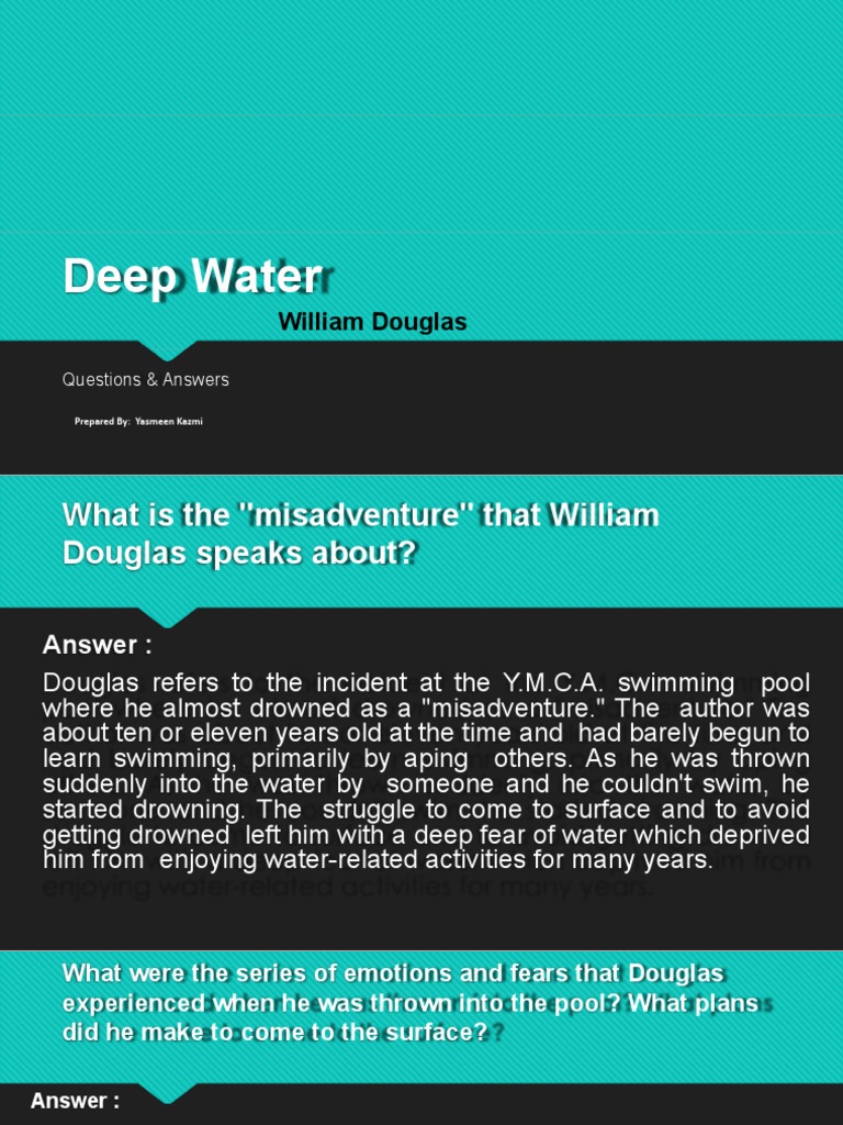 Deep Water - Question Answers | PDF | Swimming | Experience