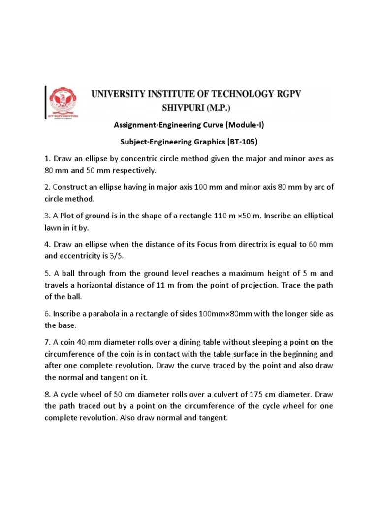Assignment-Engineering Curve Module-I | PDF