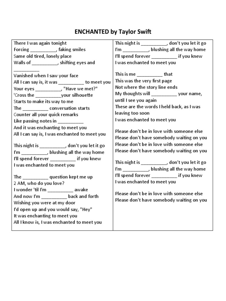 Song Enchanted | PDF