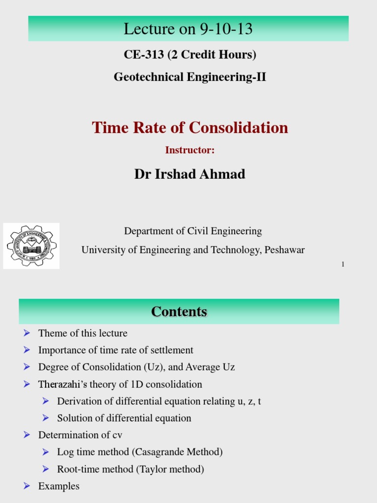 Time Rate of Consolidation | PDF | Equations | Differential Equations