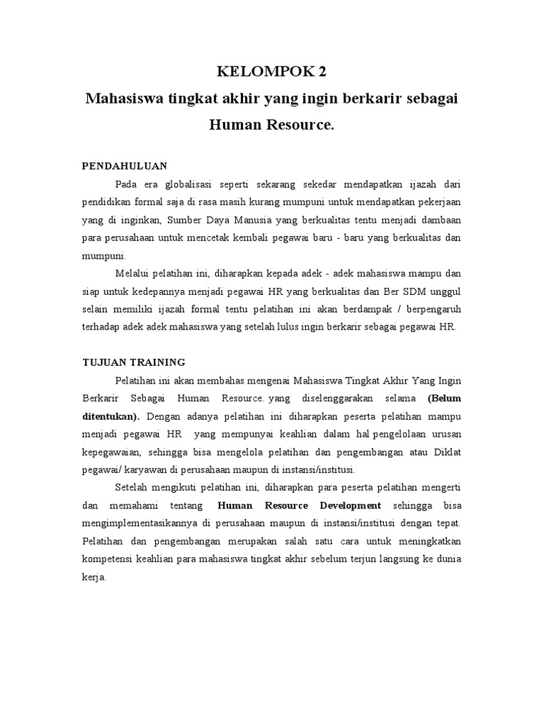 Draft TA Desain Pelatihan | PDF