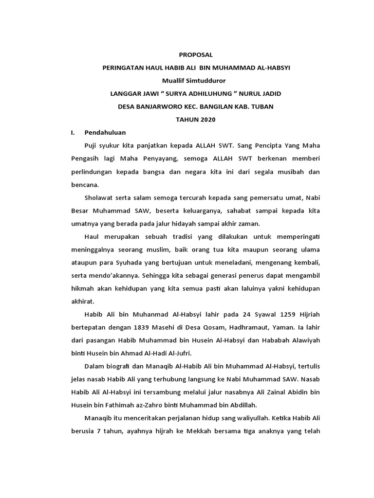 Proposal Haul Habib Ali Al Habsy | PDF | Perjalanan