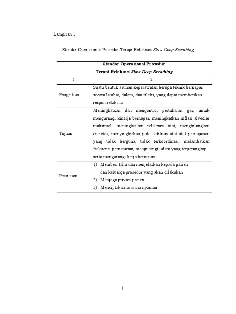 SOP Terapi Relaksasi Slow Deep Breathing | PDF