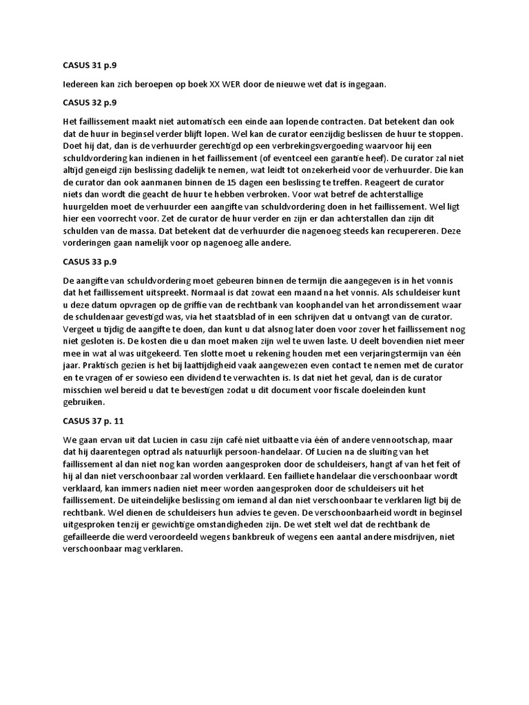 CASUS Insolventiewetgeving | PDF