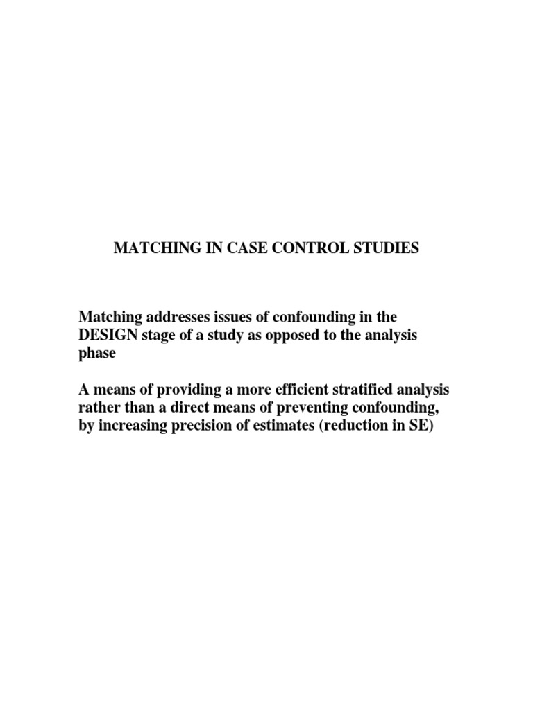 Case Control Matching | PDF | Confounding | Sampling (Statistics)