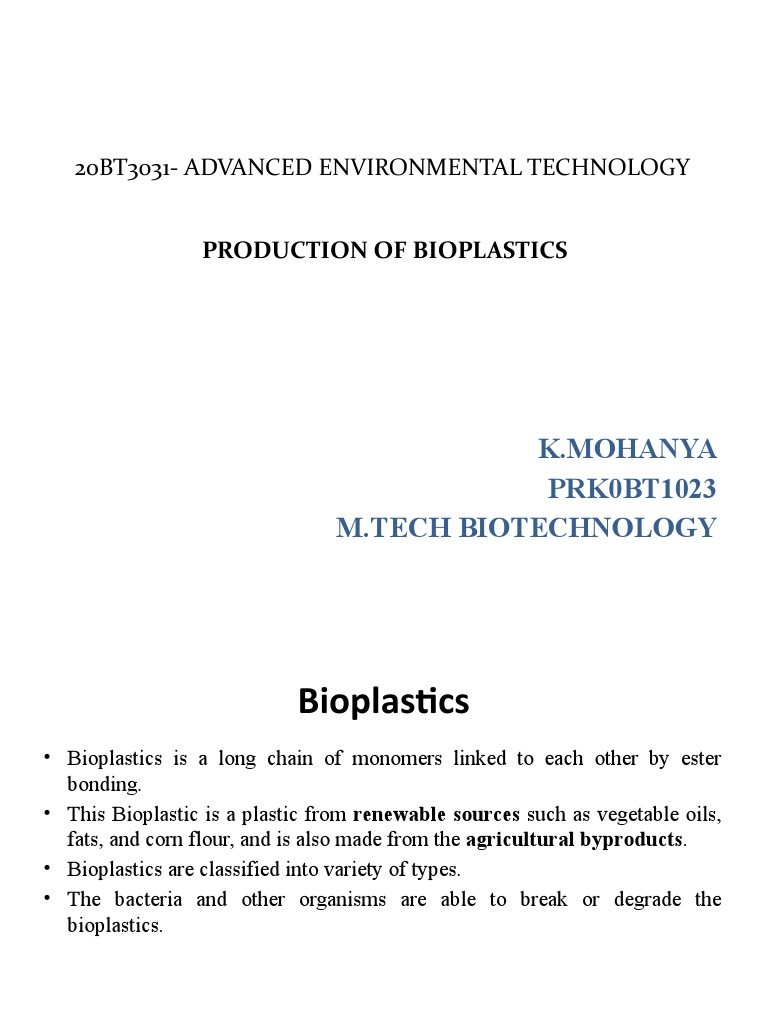 Production of Bioplastic | PDF | Chemical Substances | Chemistry