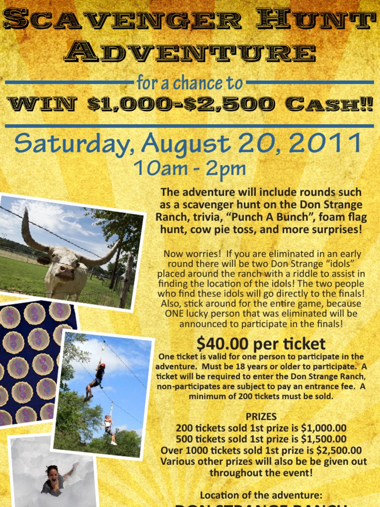 Scavenger Hunt for Cash Prizes | PDF | Leisure
