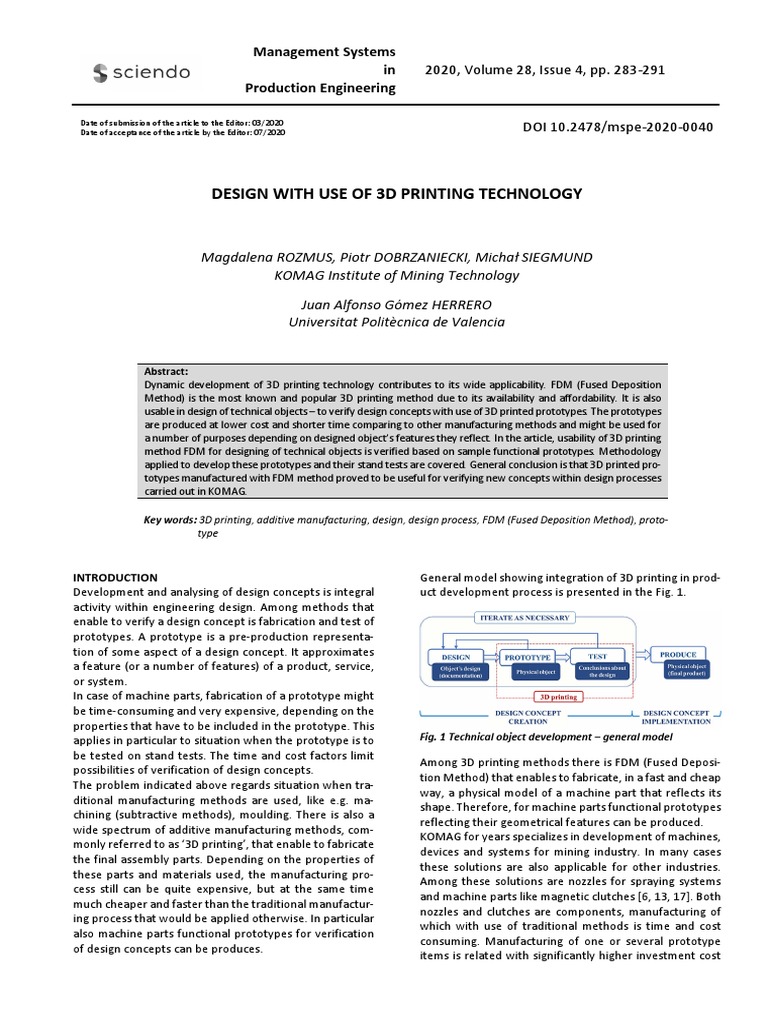 Design With Use of 3D Printing Technology | PDF | 3 D Printing ...