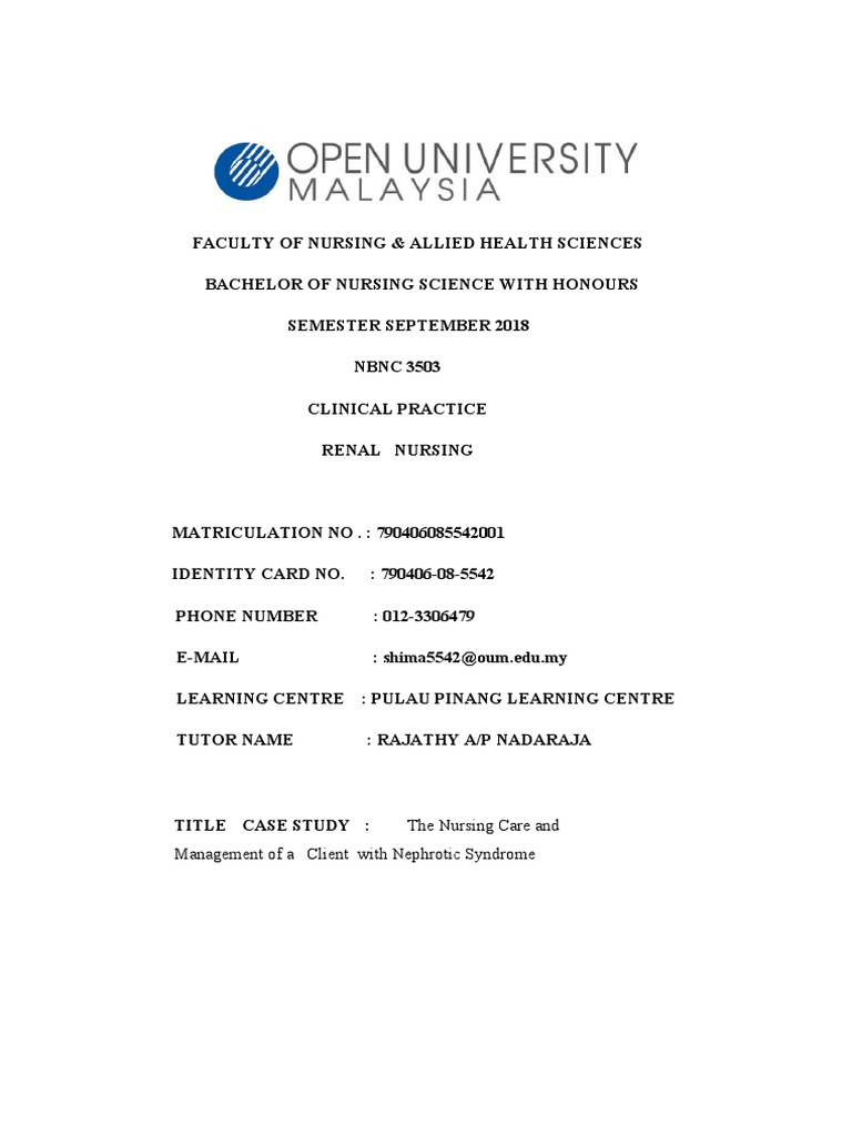 Case Study Renal Nursing | PDF | Edema | Kidney