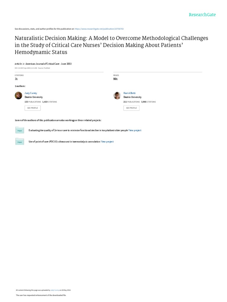 Naturalistic Decision Making A Model To Overcome M | Download Free PDF ...