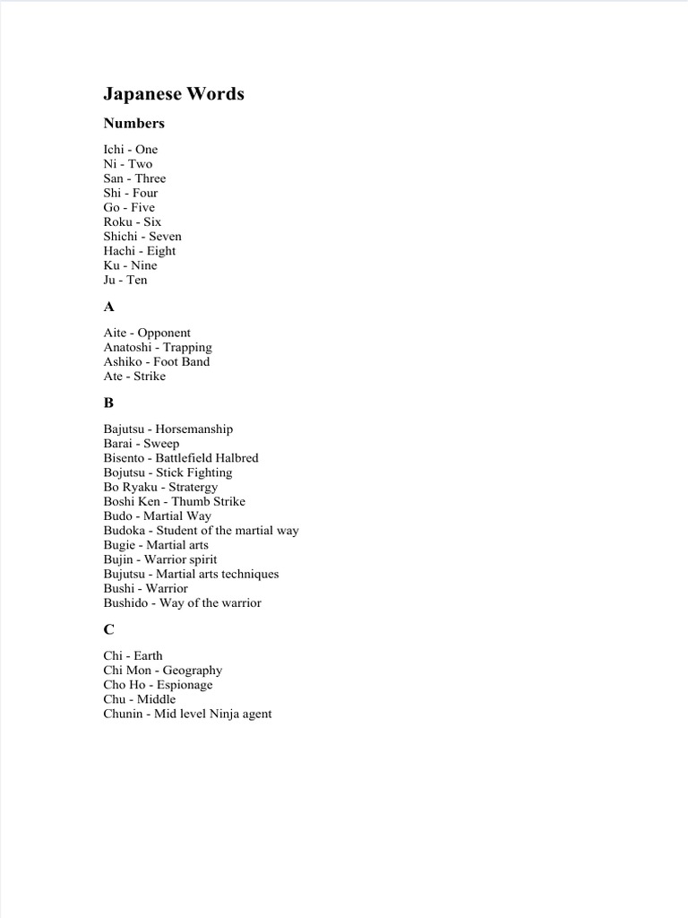 Japanese Words Bujinkan | PDF | Jujutsu | Ninja