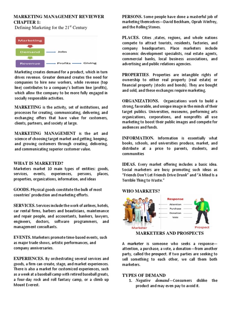 Marketing Management Reviewer | PDF | Marketing | Sales
