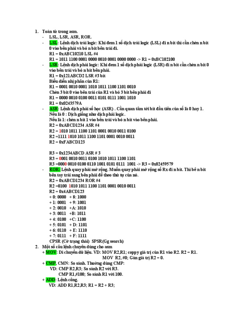 Toan Tu Trong Asm | PDF