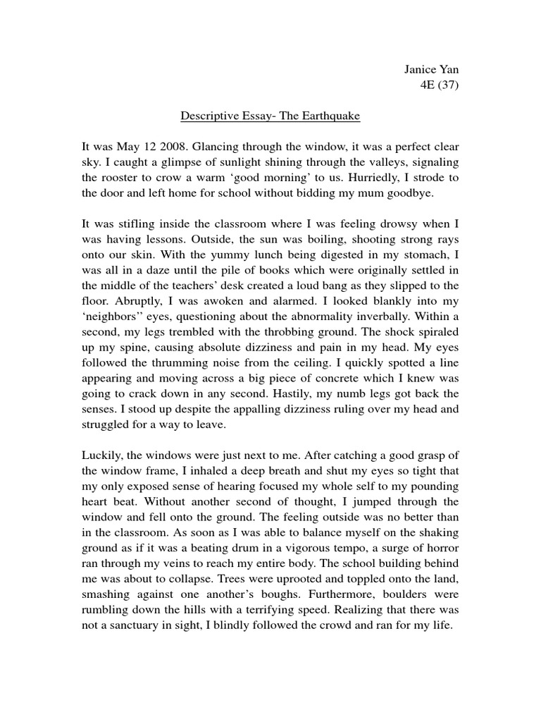 Descriptive Essay Example for High School | PDF