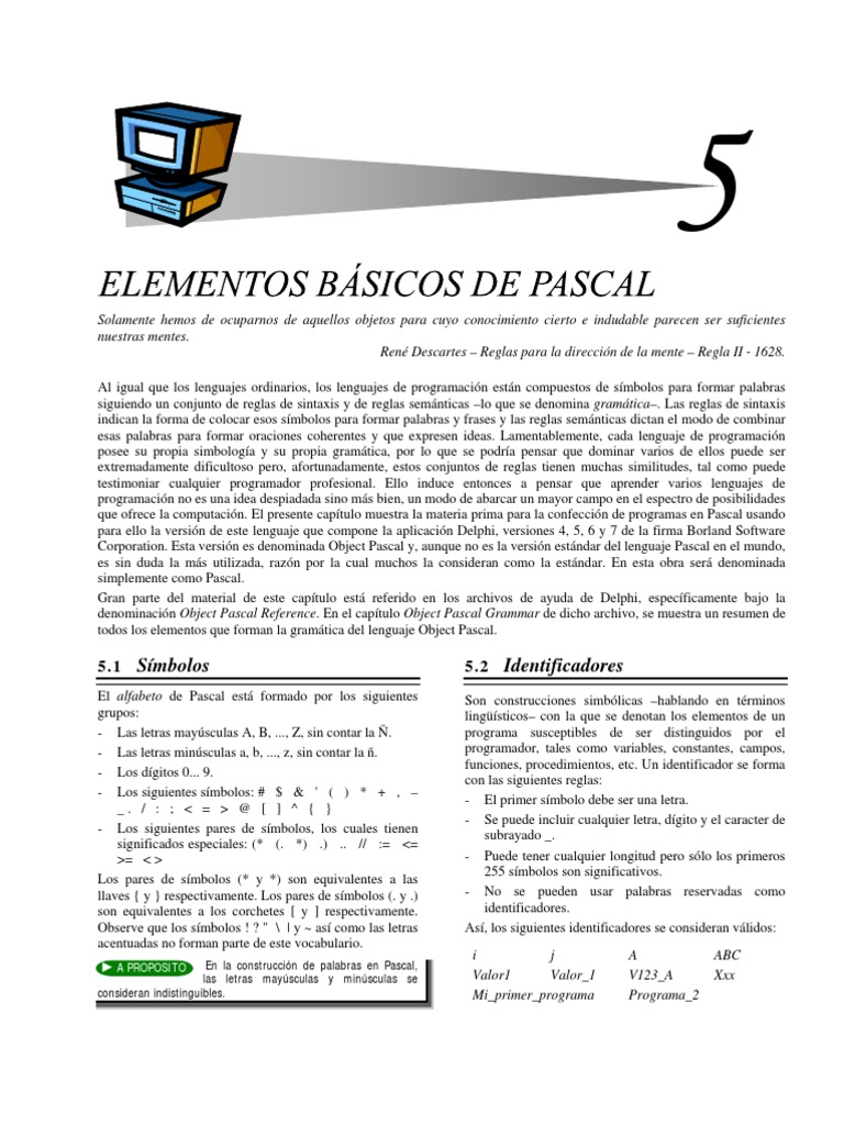 5-Elementos de Pascal | PDF | Compilador | Lenguaje de programación