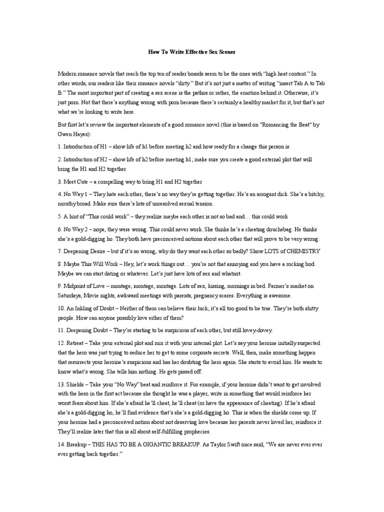 How To Write Effective Sex Scenes Pdf Bdsm Romance Novels
