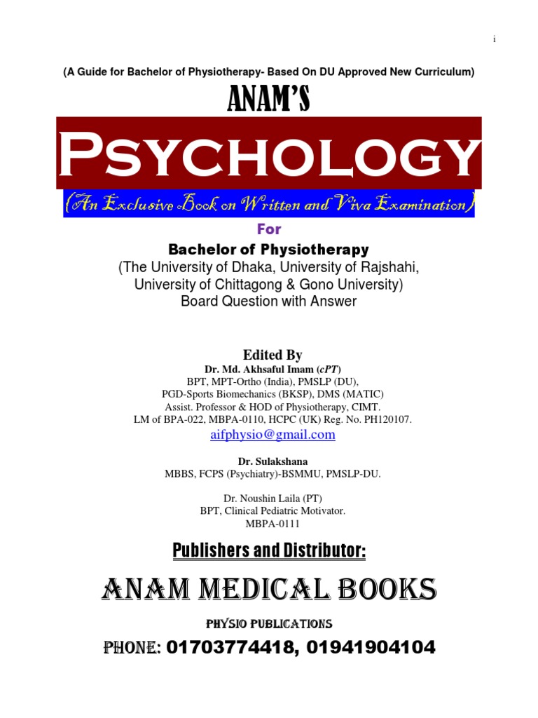 Psychology Book-A Guide For Bachelor of Physiotherapy - Based On DU Approved New Curriculum-Enam ...