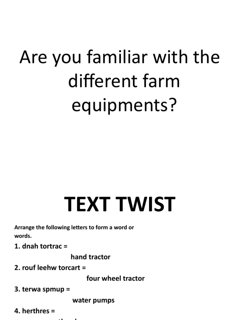 Common Farm Equipment Lesson | PDF | Agricultural Machinery | Tractor