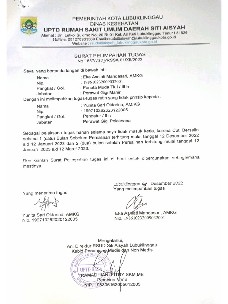 Surat Pelimpahan Tugas | PDF