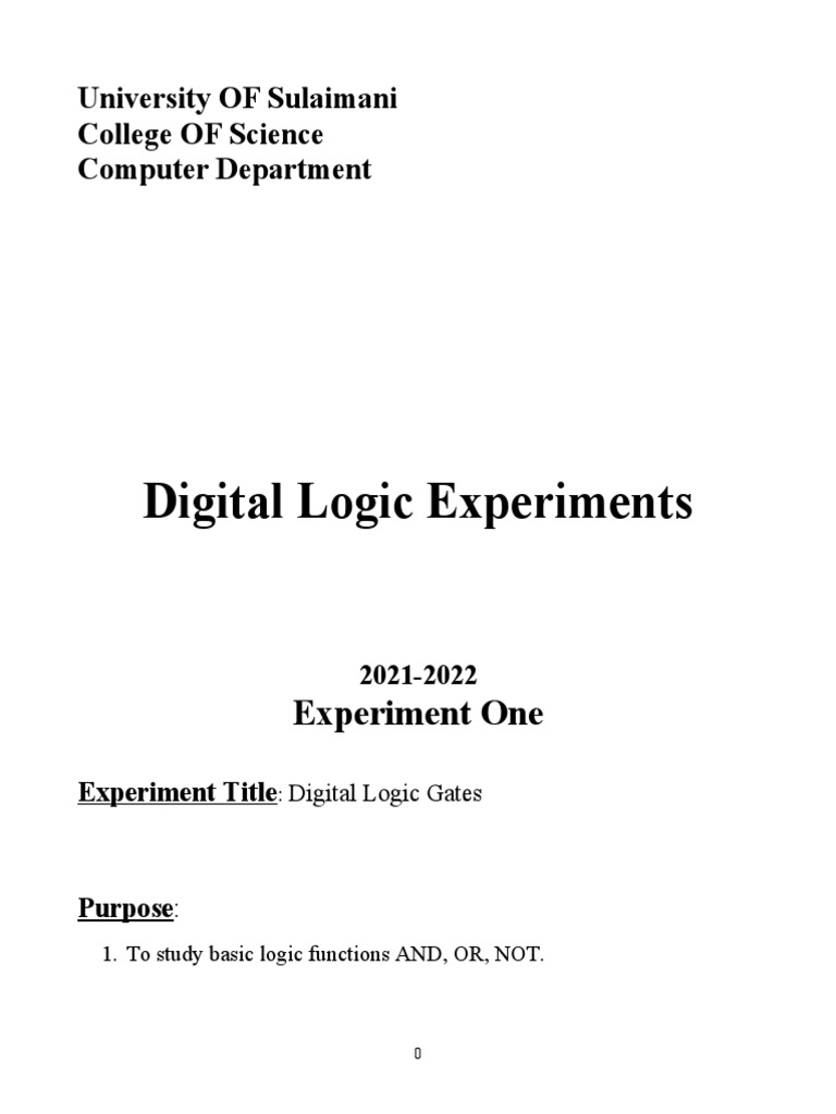 Digital Logic Experiments: Experiment One | PDF