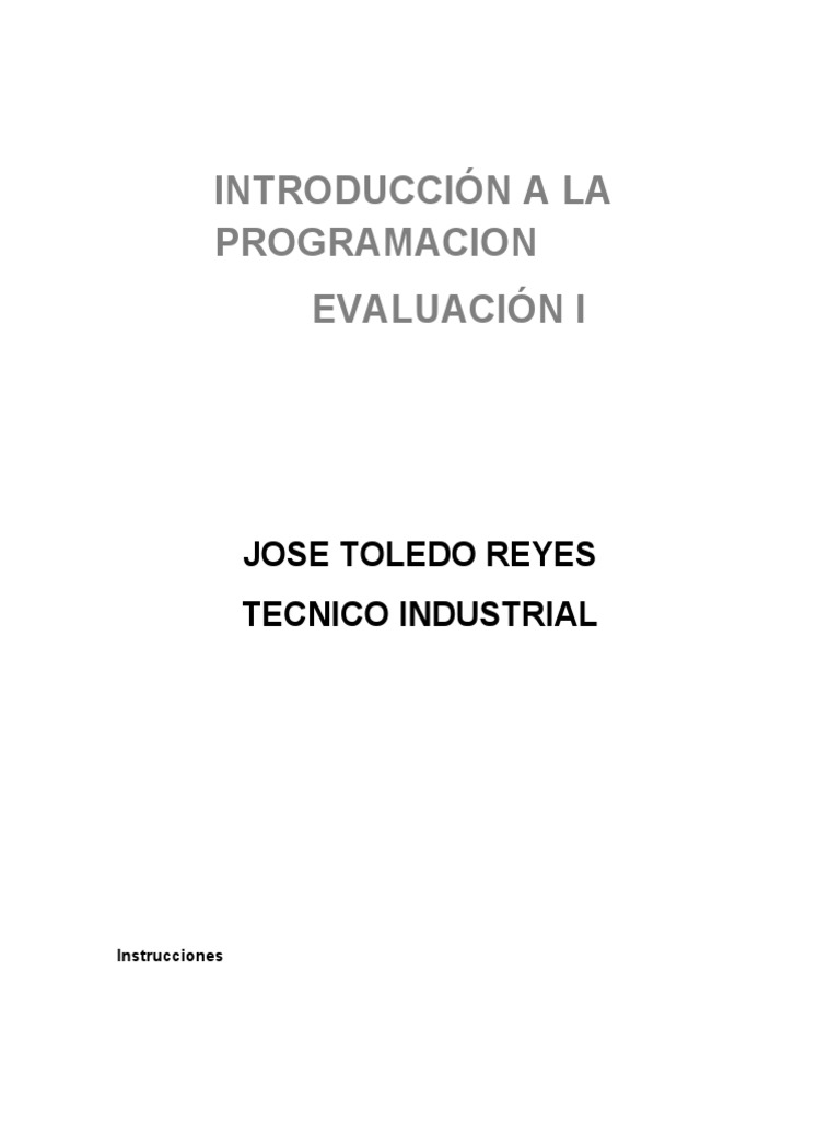 Introduccion A La Programacion Eva 1 | PDF | Lógica matemática | Lógica