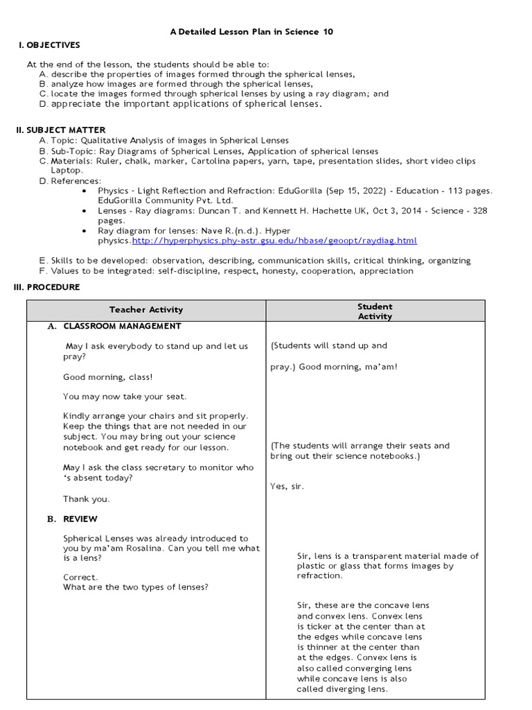 Corrected Lesson Plan Lenses | Download Free PDF | Eye | Camera