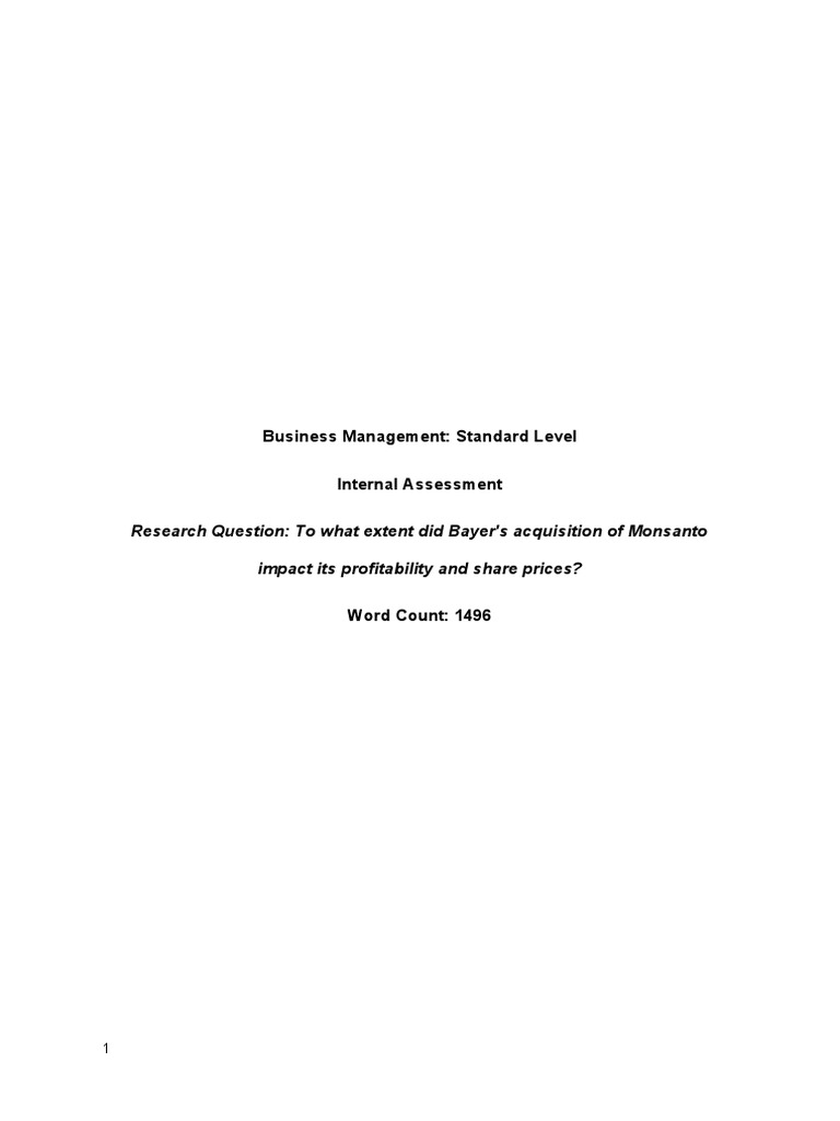 Anavi Khosla - Business Management Internal Assessment | PDF | Monsanto ... Anavi Khosla - Business Management Internal Assessment | PDF | Monsanto ...