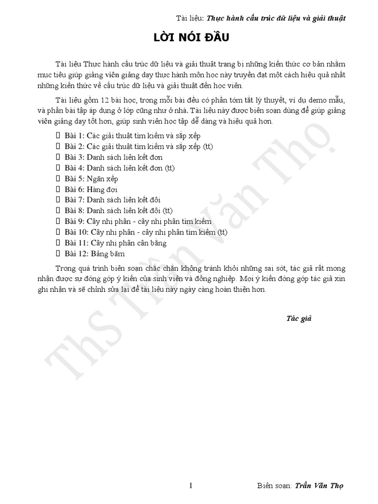 Tài liệu TH CTDL> - TVTho | PDF