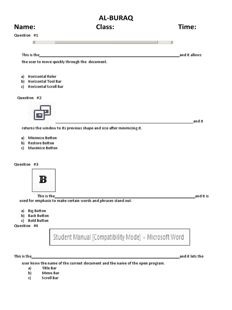 ICT Test 3 | PDF | Window (Computing) | Button (Computing)