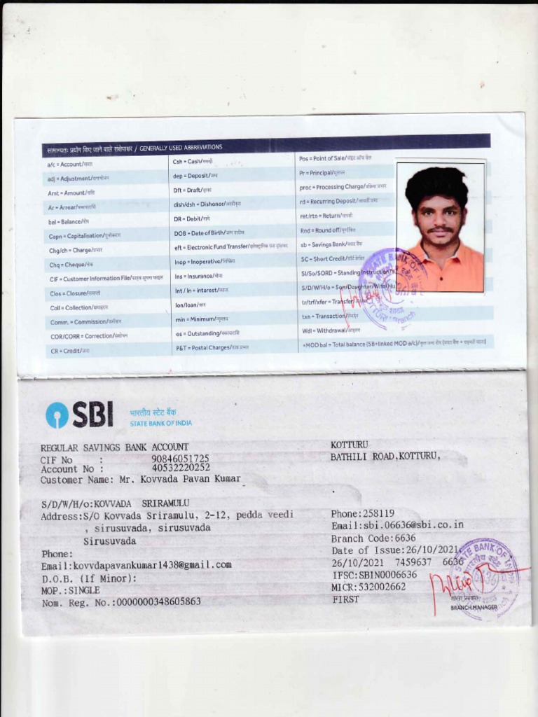 Bank Book First Page | PDF