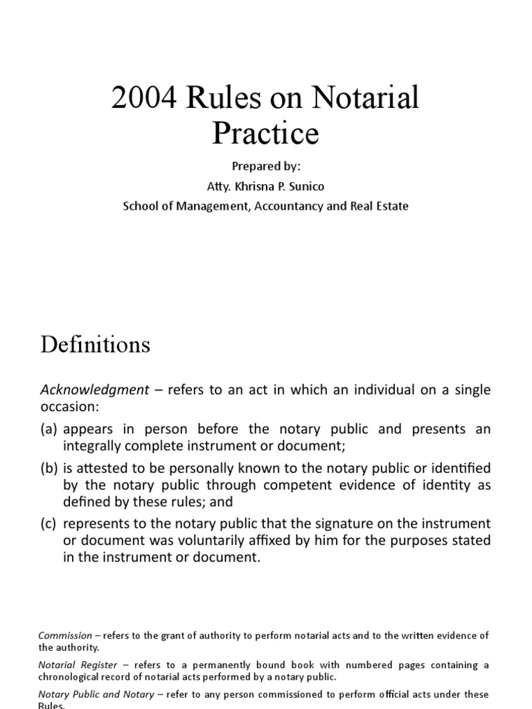 2004 Rules On Notarial Practice - 04nov21 | PDF | Notary Public | Justice