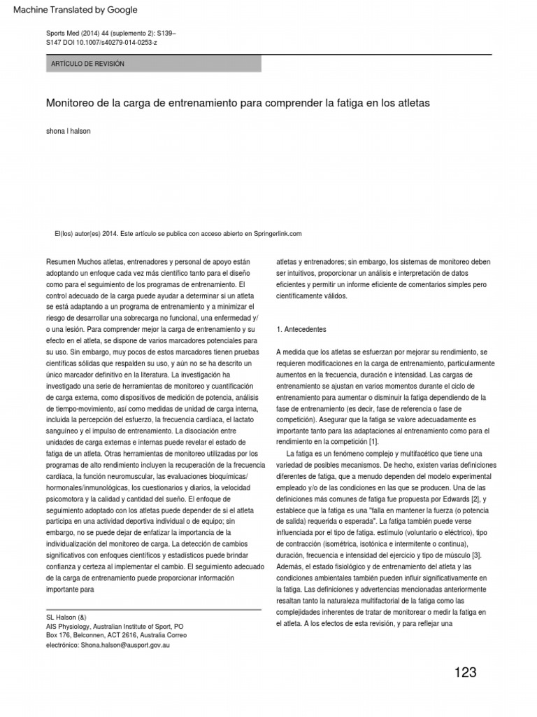 ESP - Monitoring Training Load To Understand Fatigue in Athletes | PDF ... ESP - Monitoring Training Load To Understand Fatigue in Athletes | PDF ...