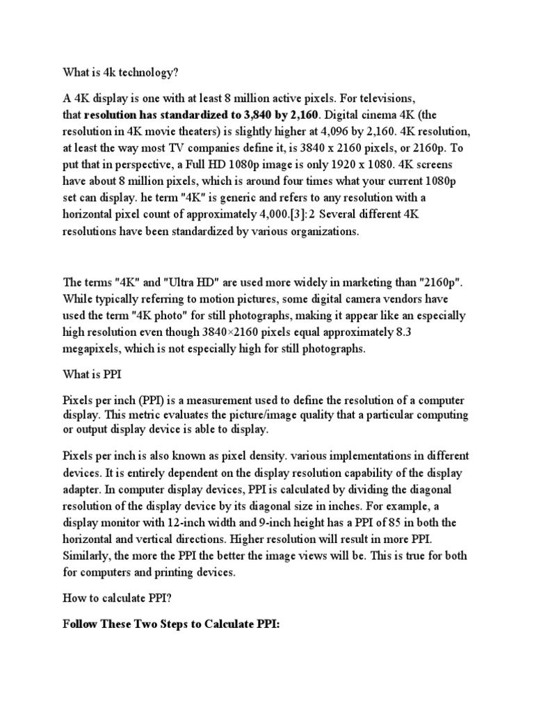 What Is 4k Technology | PDF | Pixel | Display Resolution