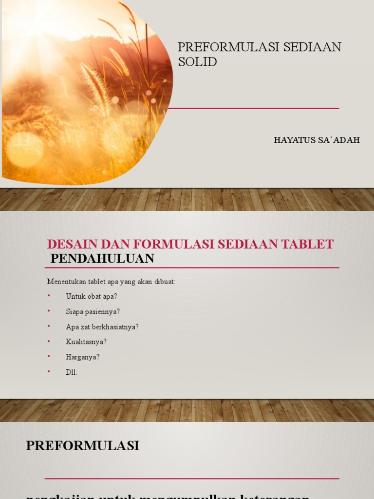Preformulasi Tablet: Panduan Lengkap | PDF