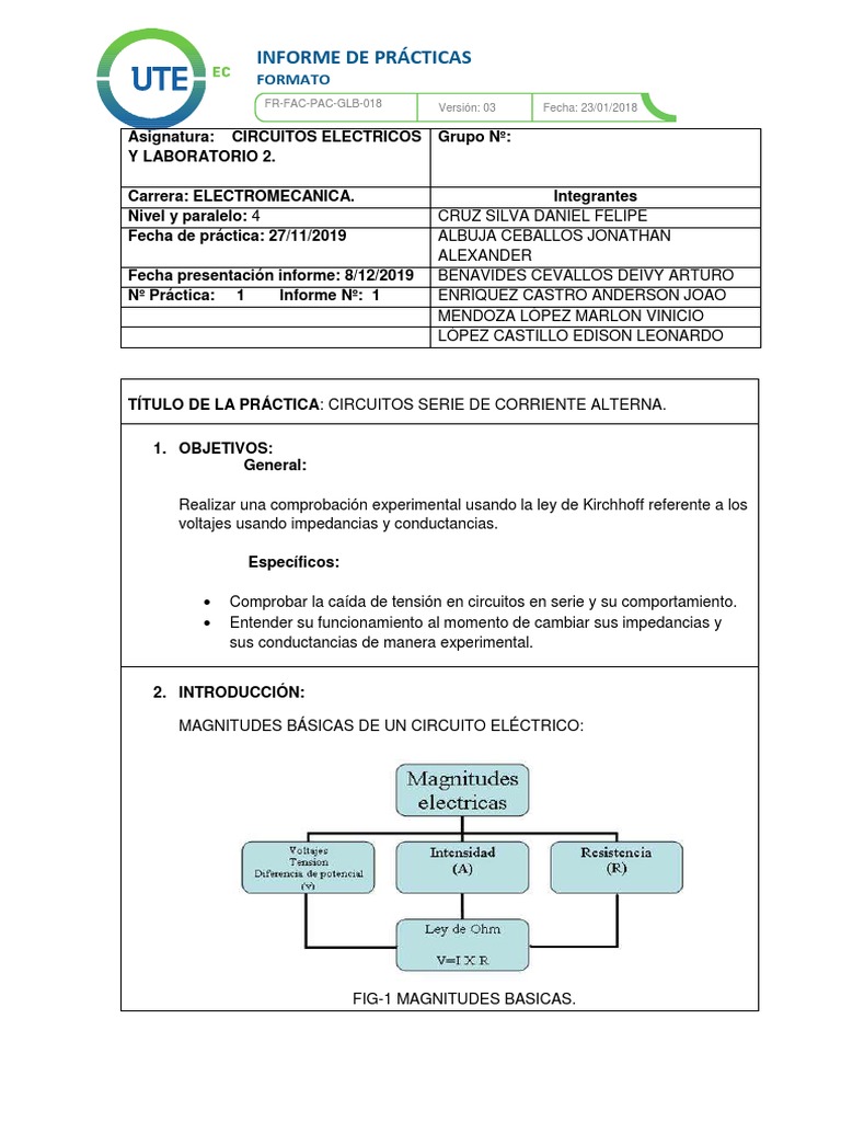 Informe de Circuitos. | PDF | Impedancia eléctrica | Inductor