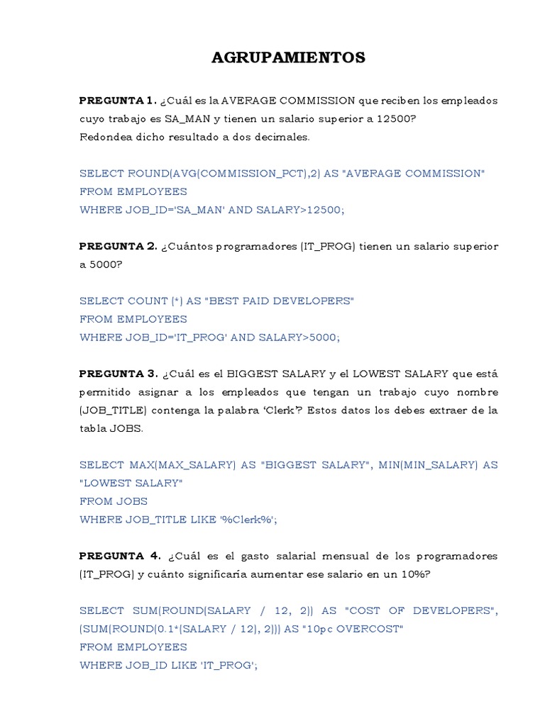 Consultas SQL para Análisis de Empleados | PDF | Salario | Sueldos y salarios