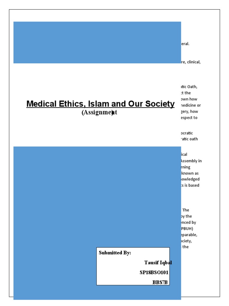 Medical Ethics Assignment (SP18-BSO-101) | PDF | Medical Ethics | Medicine