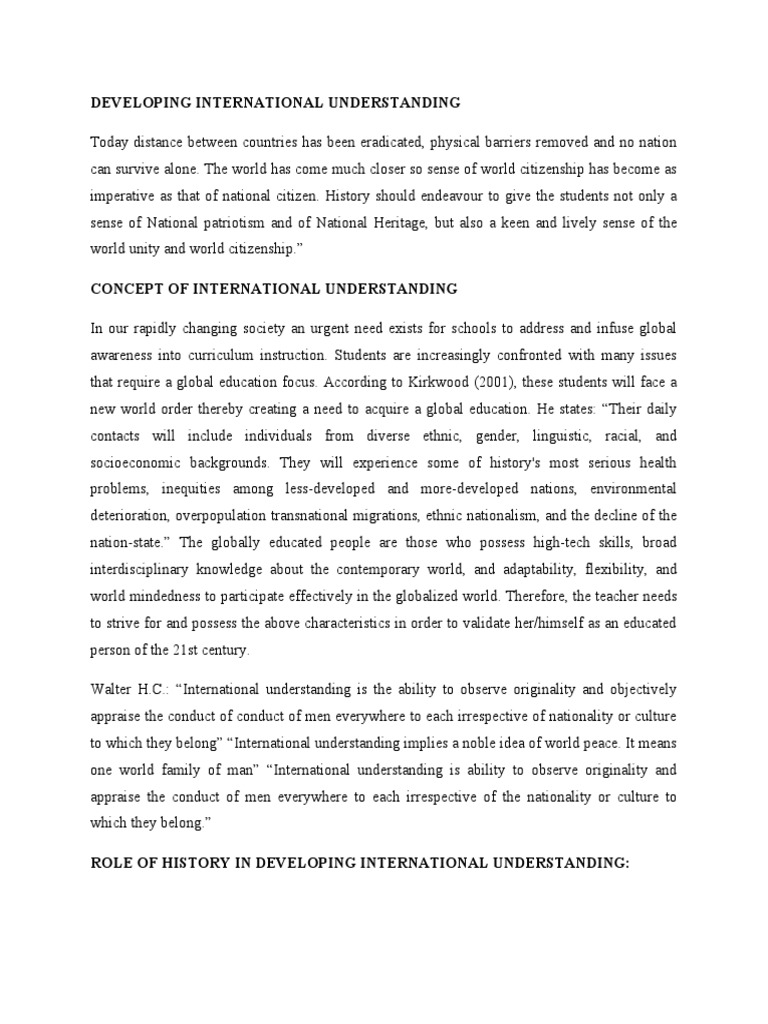 Developing International Understanding | PDF | Citizenship | Mind