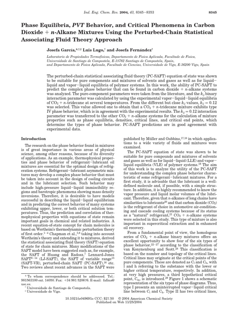 Phase Equilibria, PVT Behavior, and Critical Phenomena in Carbon ...