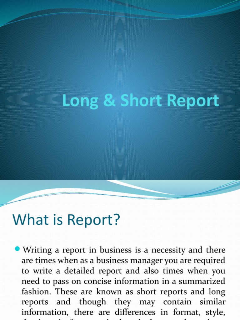 CS - Lecture 09a (Long & Short Report) | PDF | Citation | Publishing