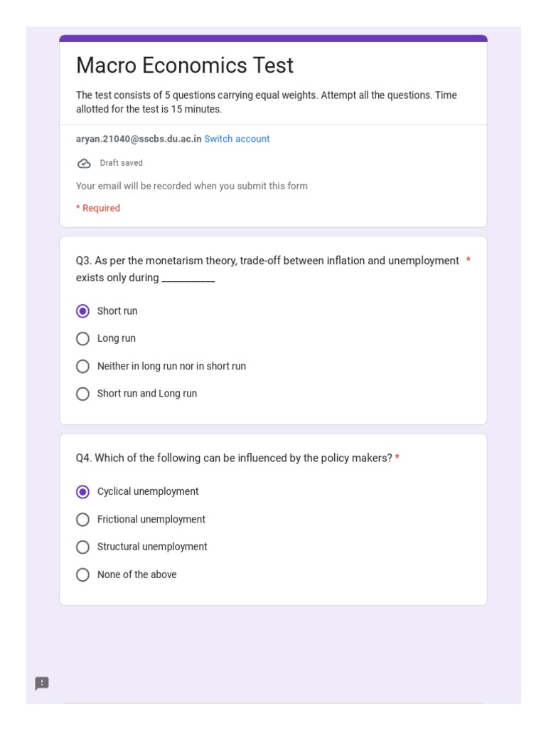 Macro Economics Test Questions | PDF