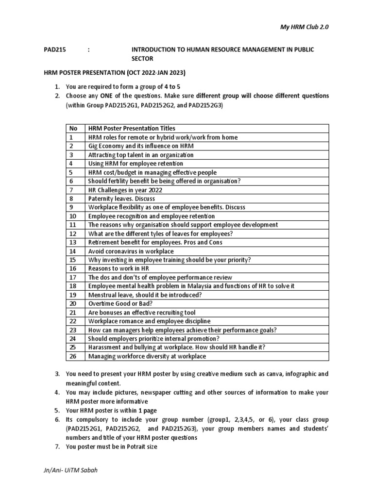 HRM Poster Presentation Guidelines | PDF | Human Resource Management ...