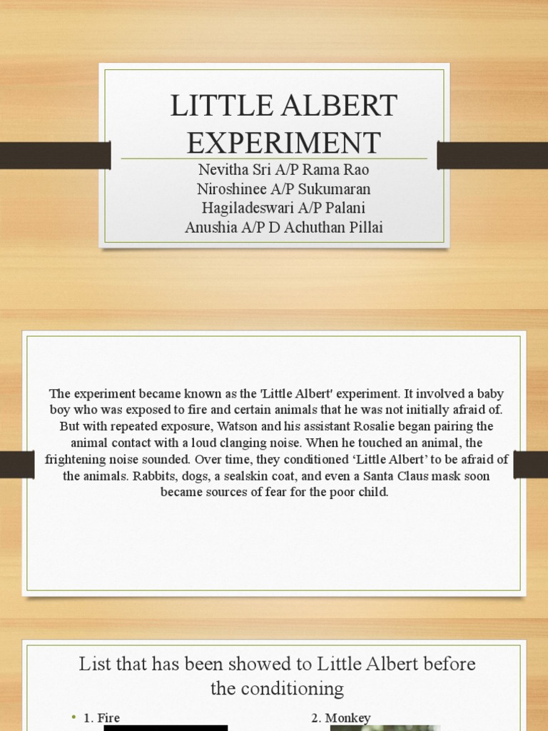 Little Albert: Conditioning and Fate | PDF | Philosophy | Mystery ...