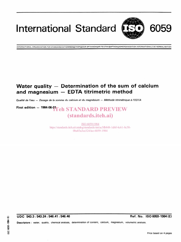 Water Quality: Calcium & Magnesium EDTA Method | PDF | Titration | Chemistry