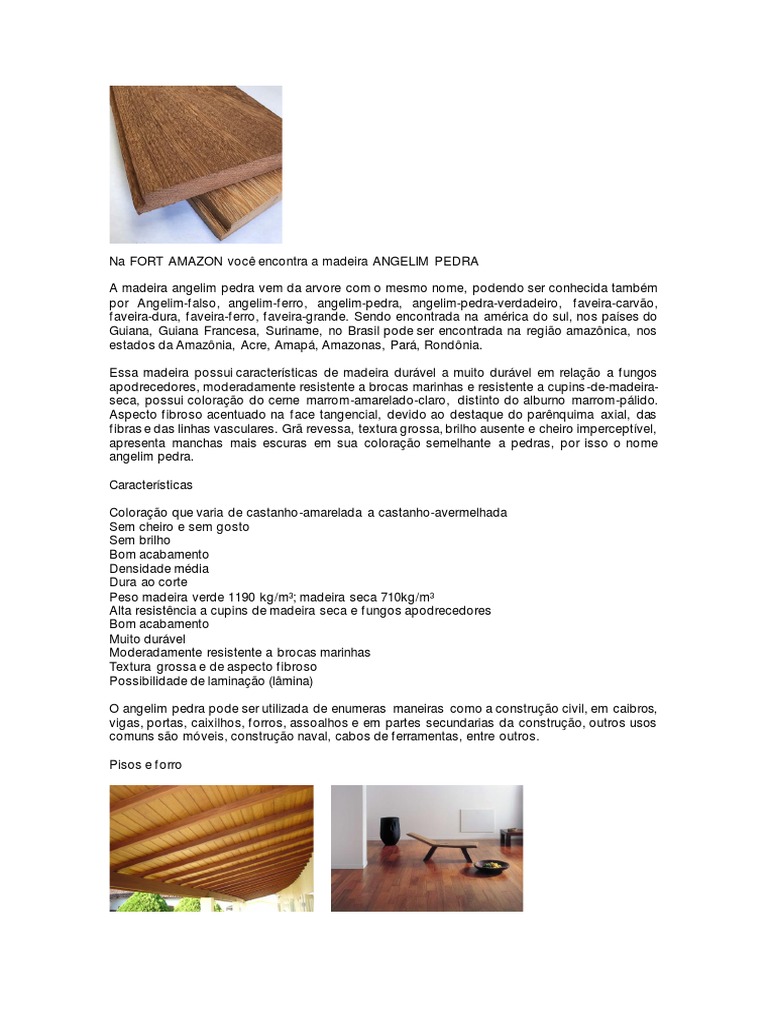 Madeira Angelim Pedra: Características e Usos | PDF | Madeira | Materiais
