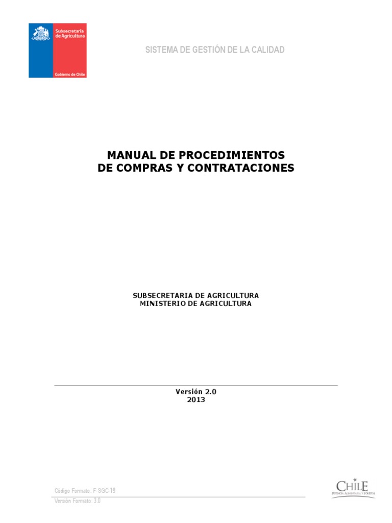 Manual de Compras Subsecretaria de Agricultura | PDF | Planificación | Calidad (comercial)