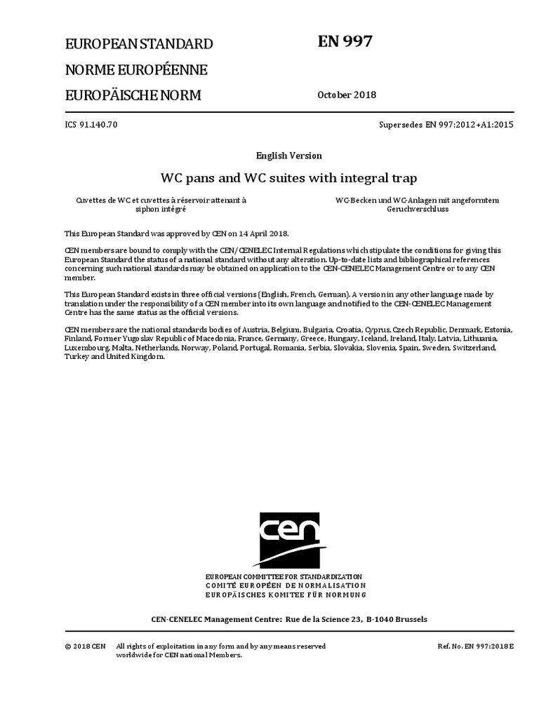 Bs en 997 Vitreous China | PDF | Valve